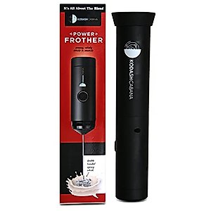 Kodash Cabana milk frother, Handheld, Battery Operated Whisk Beater Foam Maker For Coffee, Latte, Cappuccino, Hot Chocolate, Durable Mini Drink Mixer With, double whisk head.