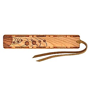 Planets Orbiting Outer Space Mercury Venus Mars Juniper Saturn Uranus Neptune Pluto Engraved Wooden Bookmark - Also Available with Personalization - Made in USA