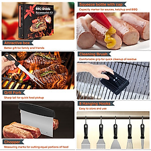 AEEKEL Flat Top Grill Accessories, 37pcs Blackstone Griddle Accessories Kit For Camp Chef, BBQ Grilling Gifts For Men Women, Professional Griddle Tools Kit With Enlarged Spatula, Scraper Basting Cover