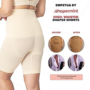 SHAPERMINT High Waisted Body Shaper Shorts - Shapewear for Women Tummy Control Small to Plus-Size Black XXXX-Large