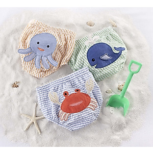 Baby Aspen Beach Bums 3 Piece Bloomers, Newborn Bathing Suit, Diaper Cover, Swimmers, 0-6 Months