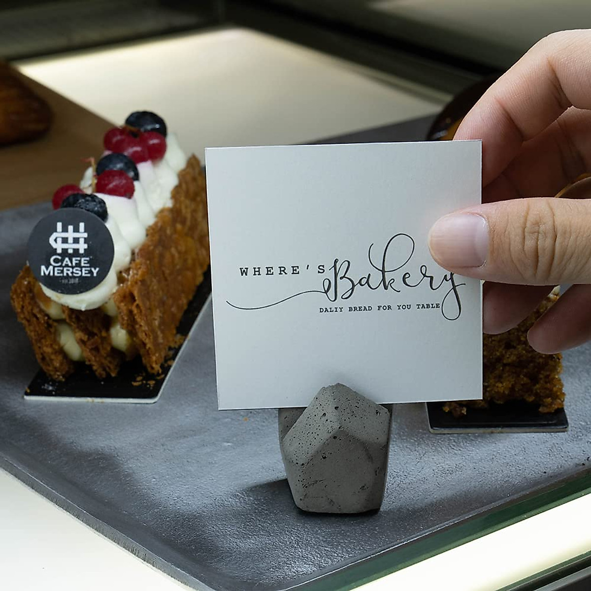 watchget Place Card Holder, Concrete Table Number Holders Small Size Table Card Holder Menu Stands for Home Cafe Shop Wedding Party, 10Pcs