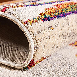 Unique Loom Estrella Collection Bright Colors, Geometric, Abstract, Modern Area Rug, 5 ft x 8 ft, Beige/Yellow