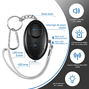 Konohan 16 Pack Security Sound Personal Alarm, 130dB Personal Alarm Keychain with LED Light and Buckle, Personal Alarm Emergency Alarm Defense Personal Alarm Keychain for Women Kids Elderly
