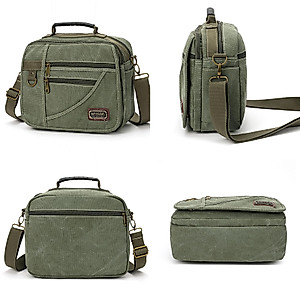 Smrcom Man Canvas Purse Small Crossbody Messenger Shoulder Work Side Bag Travel Purse (Amry green)