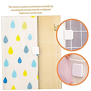 Shower Curtain Clips 6pcs Shower Curtain Fixing Clip White Shower Curtains White Drapes White Shower Curtain Rod Bathtub Insert Shower Guards to Keep Water in Shower Windproof
