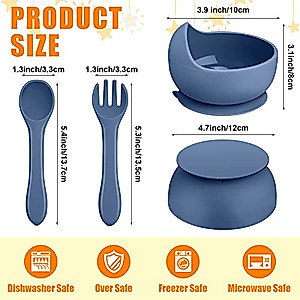 Yaomiao 6 Sets Baby Suction Bowl Silicone Dishware Bowls for Baby Toddlers with Spoons Forks Inwardly Curved Food Bowl Non Slip Baby Dishes and Utensils Baby Eating Supplies, 6 Colors (Fresh Color)