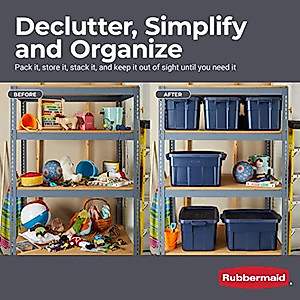 Rubbermaid Roughneck️ Storage Totes 14 Gal, Durable Stackable Storage Containers, Great for Dry Food Storage, Clothing, Camping Gear and More, 6-Pack