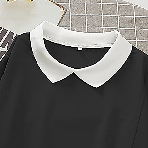 Wrenpies Women Sweatshirts Cotton Hoodie Aesthetic Pullover Turn-Down Collar Sweatshirt for Girls Kawaii Clothes Pocket Tops (Black,XL,X-Large)