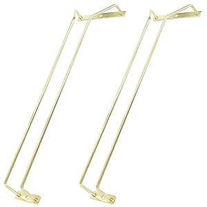 zoohot 40.5cm Gold Wine Glass Rack, Stemware Rack, Wire Hanging Rack, Under Cabinet Metal Wine Glass Holder 2 Pack