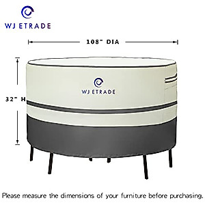 Patio Furniture Covers, 108"Diax32"H Heavy Duty Waterproof UV Resistant Outdoor Furniture Cover Fits 7-9 Large Round Furniture Set