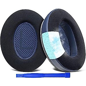 SoloWIT Cooling-Gel Ear Pads Cushions Replacement, Earpads for Bose QuietComfort 35 (QC35) and Quiet Comfort 35 II (QC35 II) Over-Ear Headphones, Softer Leather, Noise Isolation Foam - Navy Blue