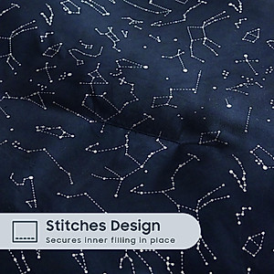 Wake In Cloud - Constellation Comforter Set, Celestial Space Star Galaxy Astrology, Soft Lightweight Bedding for Teen Kids Boys Girls, 3 Pieces, Navy Blue, Twin/Twin XL Size