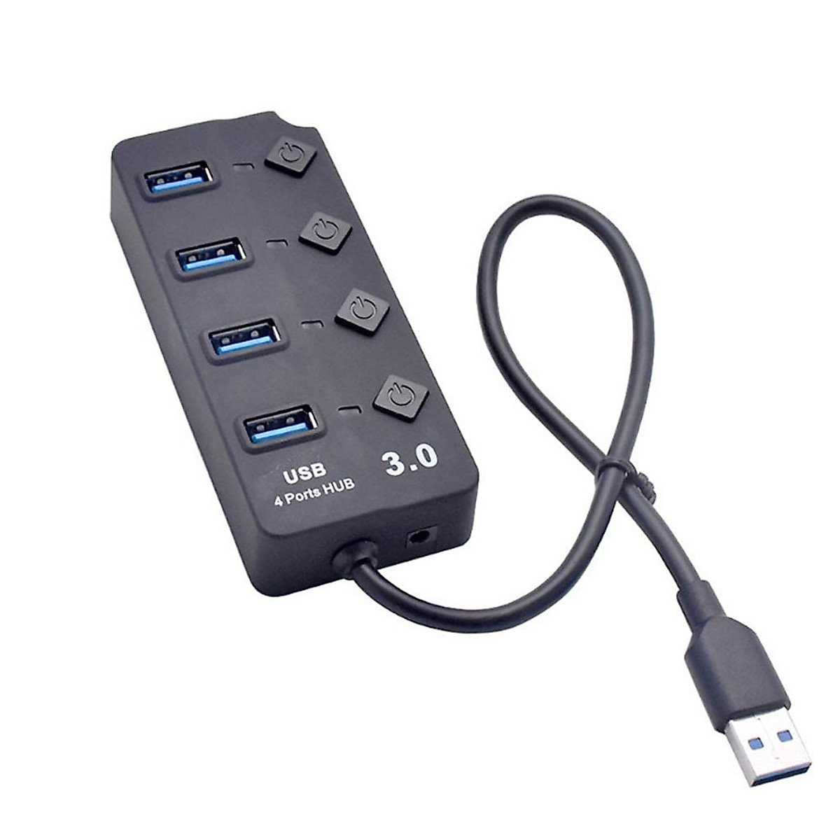 WJCCY USB 3.0 Hub Splitter 4 Port High Speed Individual On/Off Switch AC Power Adapter for Laptop PC