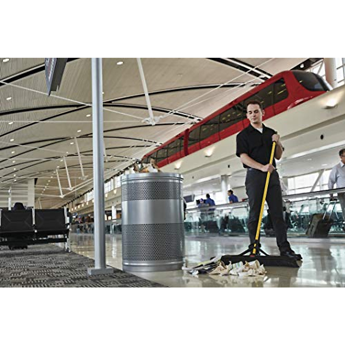 Rubbermaid Commercial Products Maximizer Push-to-Center Broom with Fine Bristle, 36" Wide, Black (2018730)