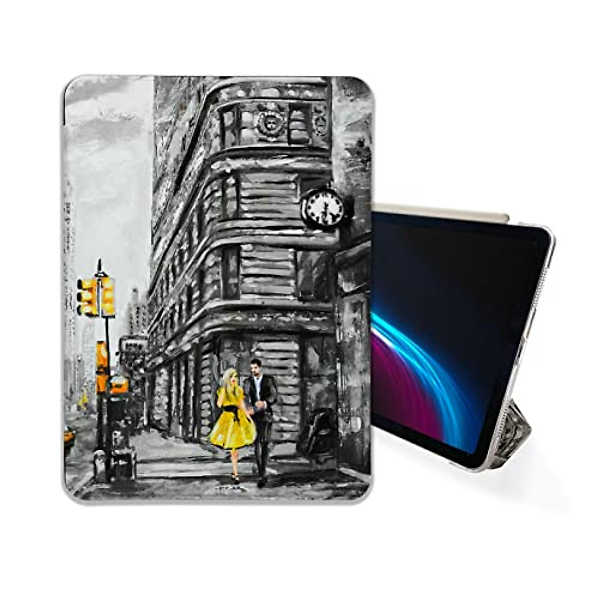 Kawaii Painting City Travel case Compatible with iPad Mini Air Pro 7.9 8.3 9.7 10.2 10.9 11 12.9 inch Pattern Cover New 2022 2021 Trifold Stand 3 4 5 6 7 8 9 Generation 306 (10.2" 7/8/9 gen)
