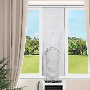 Brosyda Portable AC Window Kit, Air Conditioner Window Vent Kit, 9.8"(W) x 40"~63"(L) Adjustable,Waterproof No Drilling, Easy to Install Window Seal for Portable AC Unit