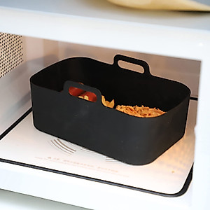 CUTIECLUB 2pcs Silicone Pot and 100pcs Disposable Liners Paper Set for Ninja DualZone XL/Dual Air Fryer, Rectangle Basket with Finger Holder and Clip