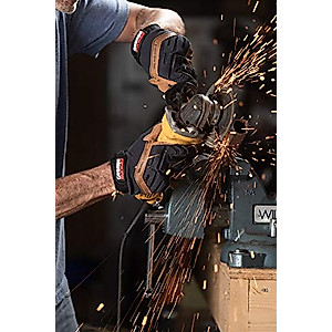 Grease Monkey Gel-PRO Leather Hybrid Mechanic Gloves, Leather Palm Work Gloves with Gel Impact Protection & Touchscreen Capability, Large Brown