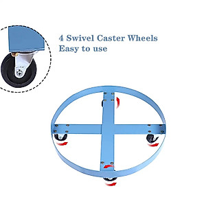 Wefrib 55 Gallon Drum Dolly 1000 Pound Drum Cart Multi Purpos Barrel Dolly Cart with Ajustable Handle Steel Frame Dolly with 4 Swivel Casters Wheel Non Tipping Hand Truck Capacity Dollies(Blue)