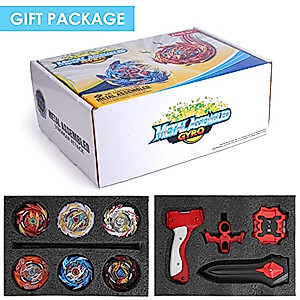 Ruolan Battling Top Metal Fusion Evolution Master Burst Gyro Toys Spinning Tops Set, Combat High Performance Game with 2 Launchers Gift for Children Boys Kids (6PCS)