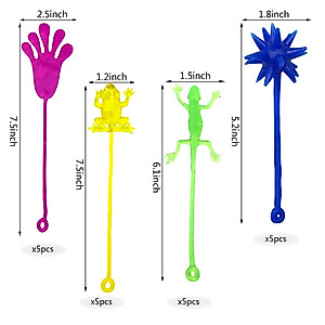 PPXMEEUDC 27PCS Multi-color and Multi-style Stretchy Sticky Toys Including Sticky Hands Wall Climbers Men Hammers Lizards Snake Crocodile and Skeletons for Kids Party Favors