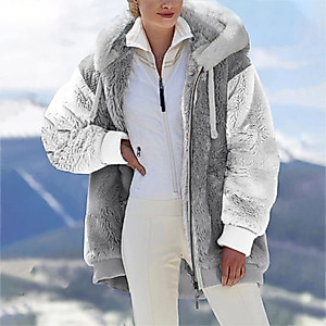 Cbcbtwo Fuzzy Fleece Jacket for Women 2025 Plus Size Warm Winter Coats Fluffy Sherpa Hoodie Zip up Casual Cardigan Outerwear