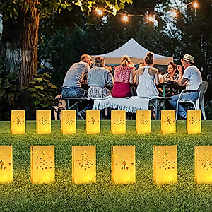 AceList 30 PCS White Luminary Bags with 30 PCS Flameless Candles, Paper Bags with Tea Lights Candles, LED Light Flameless TeaLight for Christmas Thanksgiving Birthday Decorations Outdoor