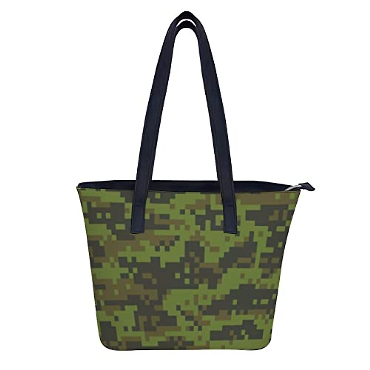 Woodland Digital Camo Pattern Women's Tote Bag PU Leather Shoulder Bag Handbags Purse For Work Shopping Travel
