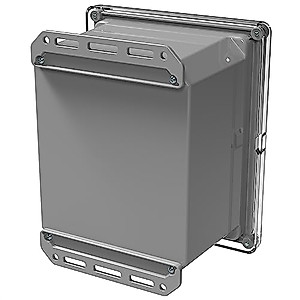 Serpac I352S,TCBG (10.23 x 11.75 x 7.46 in) Polycarbonate IP67 Waterproof UL 508A Plastic Project Junction Box Enclosure with Clear Top Screw Entry Cover and Gray Bottom
