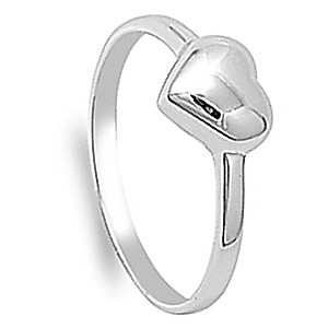 Sterling Silver Women's Plain Cute Heart Ring Promise 925 Band 7mm Size 6