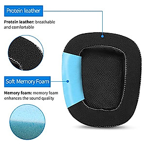 JHK Replacement Ear Pads for L ogitech G633 G633S G933 G933S G533 G935 G635 Headphones - Replacement Ear Cushions Memory Foam Earpads Cushion Cover for Headphones-Black Ice Gel Leather