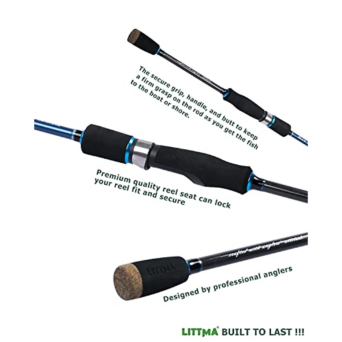 LITTMA Trout Rod7‘3“Panfish Rod Trout Fishing Rod Light &Ultralight Fishing Rod Crappie Rods Ultralight Spinning Rod 2 Piece Graphite Lightweight Trout Rods Spinning Ultra Light Fishing Spinning Rod