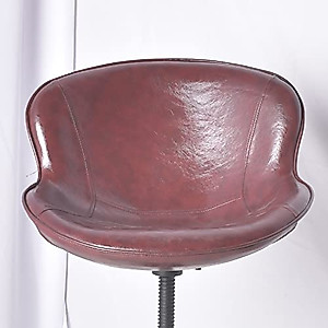 Topower Antique Industrial Design Metal Adjustable Height Kitchen Dining Breakfast Chair Industrial Style Bar Stool Fully Welded Maroon PU Leather Seat