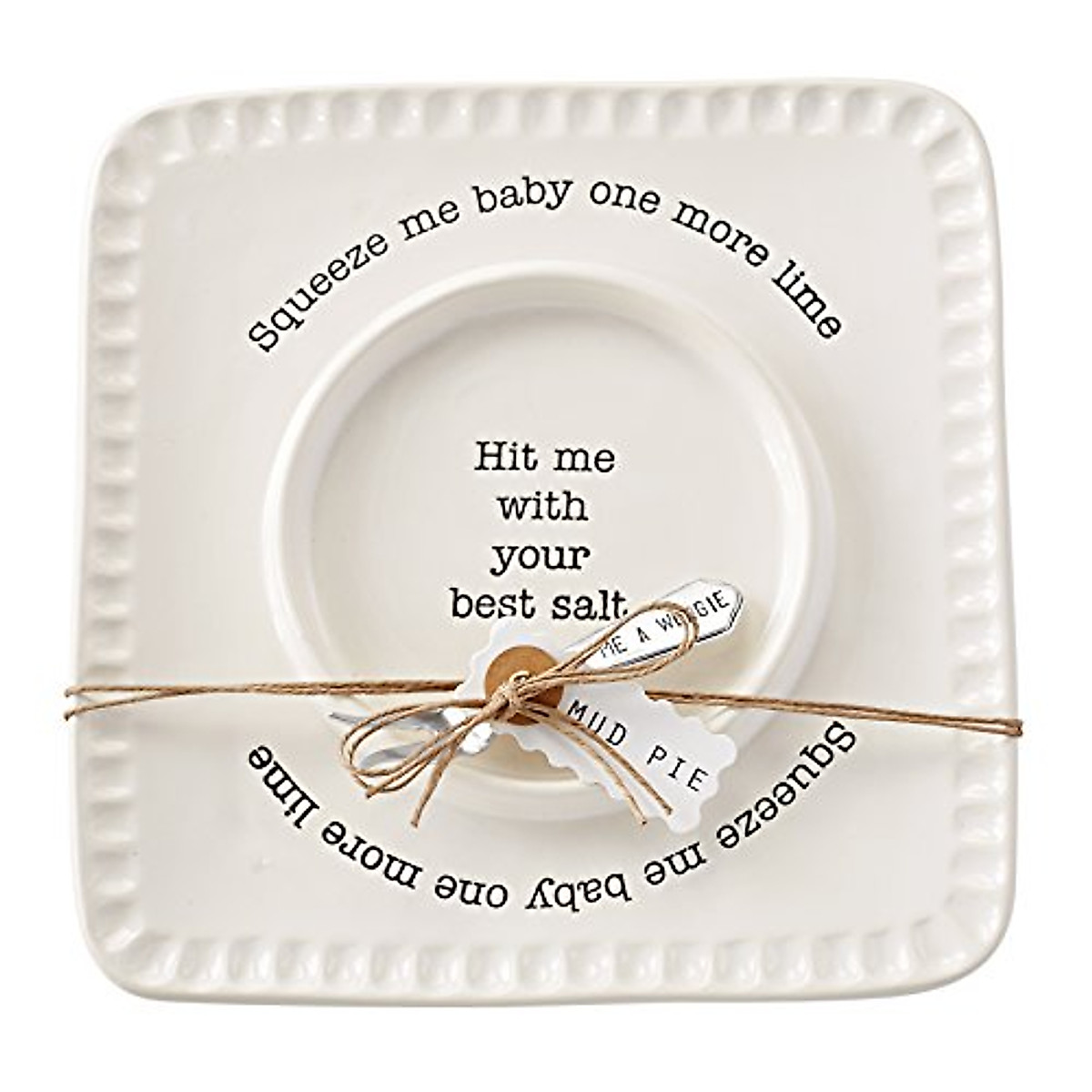 Mud Pie Lime and Salt Rimmer Margarita Set, Square, White