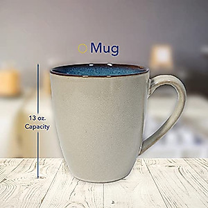 American Atelier Square Dinnerware Sets | Blue Kitchen Plates, Bowls, and Mugs | 16 Piece Stoneware Via Roma Collection | Dishwasher and Microwave Safe | Service for 4