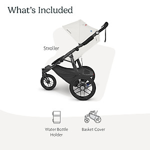 UPPAbaby Ridge Jogging Stroller/Durable Performance Jogger with Never-Flat Tires/Built for Walking, Running, Hiking/Water Bottle Holder and Basket Cover Included/Bryce (White/Carbon Frame)