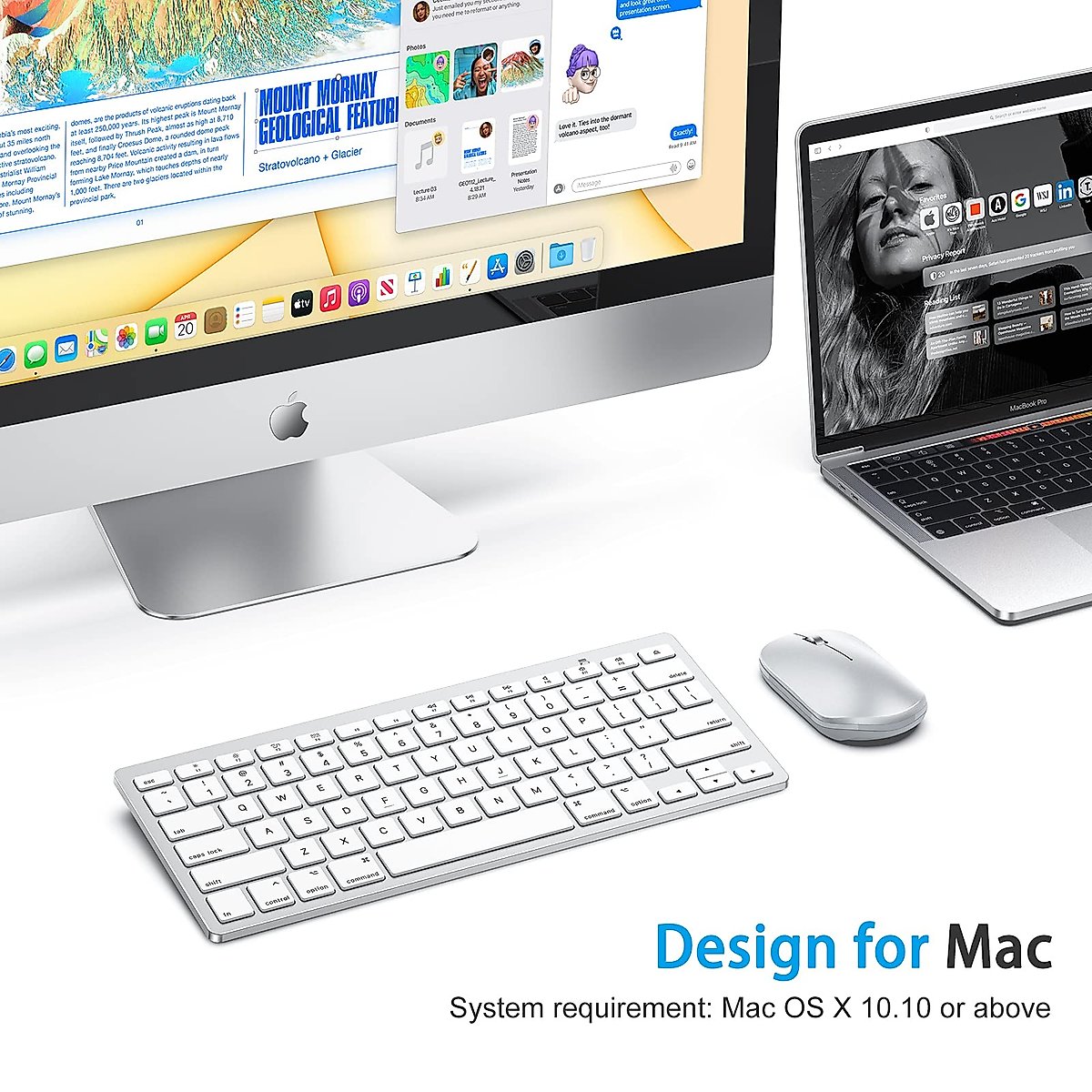 OMOTON Compact Wireless Bluetooth Keyboard for MacBook, iMac, Mac Mini - Compatible with Apple Laptops and Desktops
