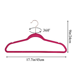 VECELO Premium Velvet Clothes Hangers Suit Heavy Duty (100 Pack)-Non Slip & Space-Saving with 12 Finger Clips & 2Tie Rack Excellent for Men and Women,Rose