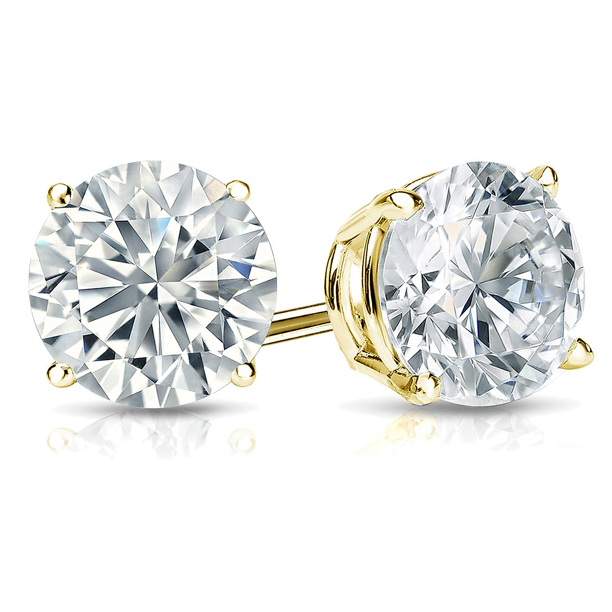 Diamond Wish 1/6 Carat Diamond Round Stud Earrings in 14k Yellow Gold (I1-I2, cttw) 4-Prong Basket Screw Back