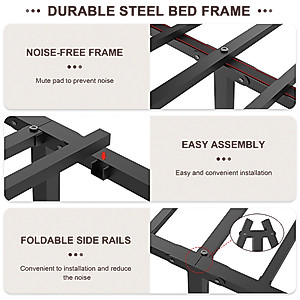 King Size Bed Frame with 0.6in Thick Headboard and Footboard, Platform Bed with 13 Premium Metal Slats, Non-Slip, No Box Spring Needed, Noise Free, Easy Assembly (Wine Color, King)