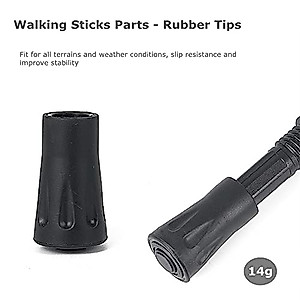 Walking Stick Tips Rubber 4 Pack Trekking Pole Tips Replacement Rubber Feet for Hiking Poles, Walking Sticks, Trekking Poles Rubber Tip for Walking Sticks Hiking Trekking Poles Rubber Feet