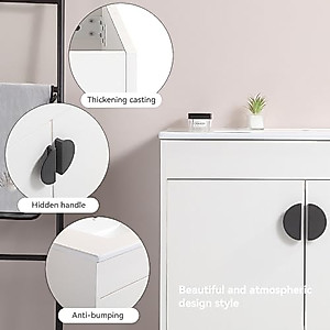 NOTOP 24" Bathroom Vanity with White Ceramic Sink Comb, Modern Freestanding Solid Wood Cabinet Set,Included Two Soft Close Doors with Black Zinc Alloy Handles & A Lower Open Shelf, 26IN