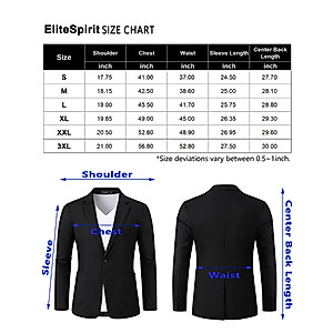 EliteSpirit Men's Sport Coats & Blazers Linen Suit Jacket for Men Casual Suits One Button Black XL
