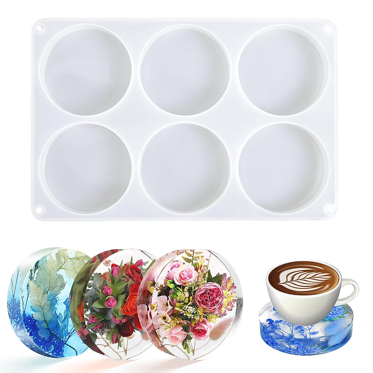 18 Pieces Resin Coaster Molds, Coaster Molds for Epoxy Resin with Storage Box Mold for DIY Art Craft Cup Mats