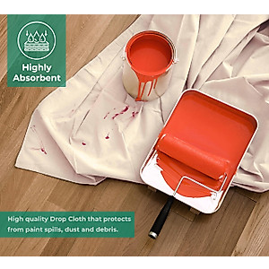 Avalon Home Canvas Drop Cloth 4x5 ft Pack of 1-8oz Painters Drop Cloth for Painting - Canvas Tarps for Floor & Furniture Protection - All Purpose Canvas Fabric Painting Drop Cloths