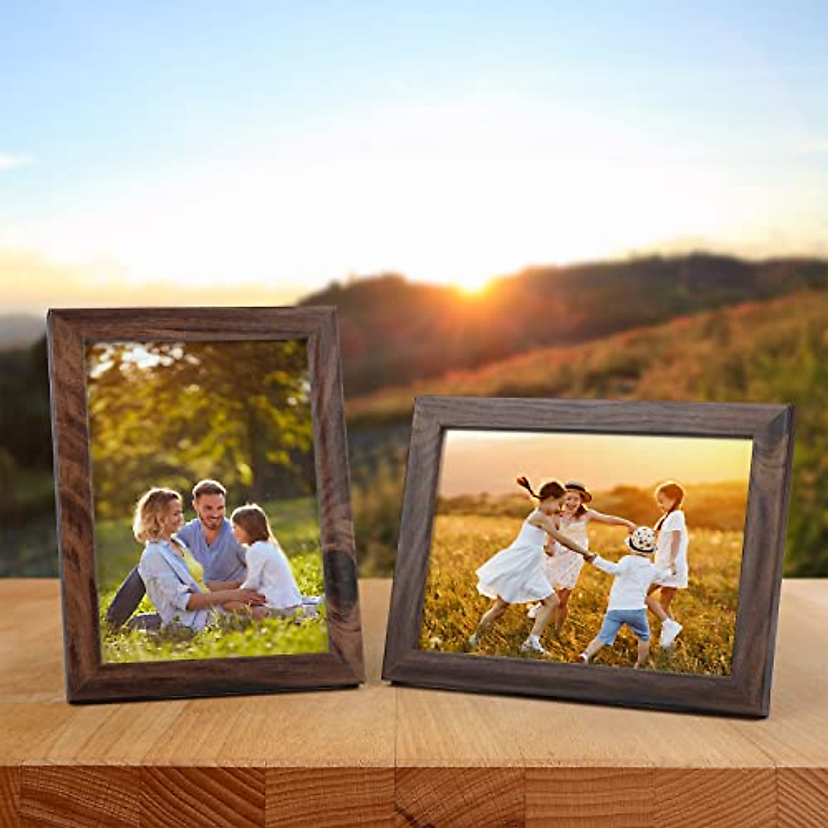 Giftgarden 5x7 Picture Frame Brown Set of 7 Rustic Walnut-Color Photo Frames 5 by 7 for Wall or Tabletop