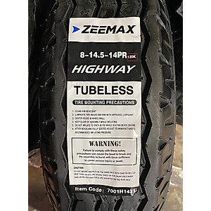 Zeemax Heavy Duty TRUE Highway Trailer Tires 8-14.5 14 Ply Load Range G Speed Rating K 68mph- Set 2 …