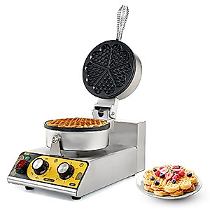 Dyna-Living Commercial Waffle Maker Heart-shaped Waffle Iron Machine 1200W Electric Waffle Machine for Home Use, Non-Stick Round Waffle Baker Maker with 122-482℉ Temp Range and Time Control (5-Heart)