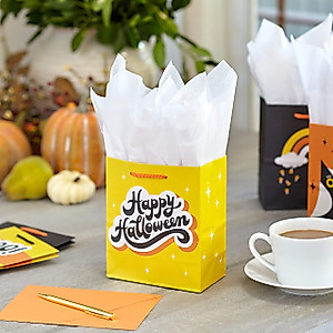 Hallmark Halloween Bag Bundle (8 Small 6" Gift Bags, 4 Designs: Owl, Ghost, Candy Corn Rainbow, "Happy Halloween") for Gift Cards, Classroom Parties, Trick or Treating, Kids Gifts, Fall Party Favors